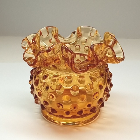 Fenton | Accents | Vintage Fenton Amber Hobnail Glass Vase Has Original ...